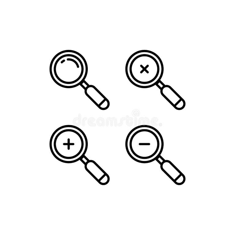 Magnifying Glass Line Icon Set. Increase and Decrease. Transparency. Search Icon. Vector EPS 10 ...