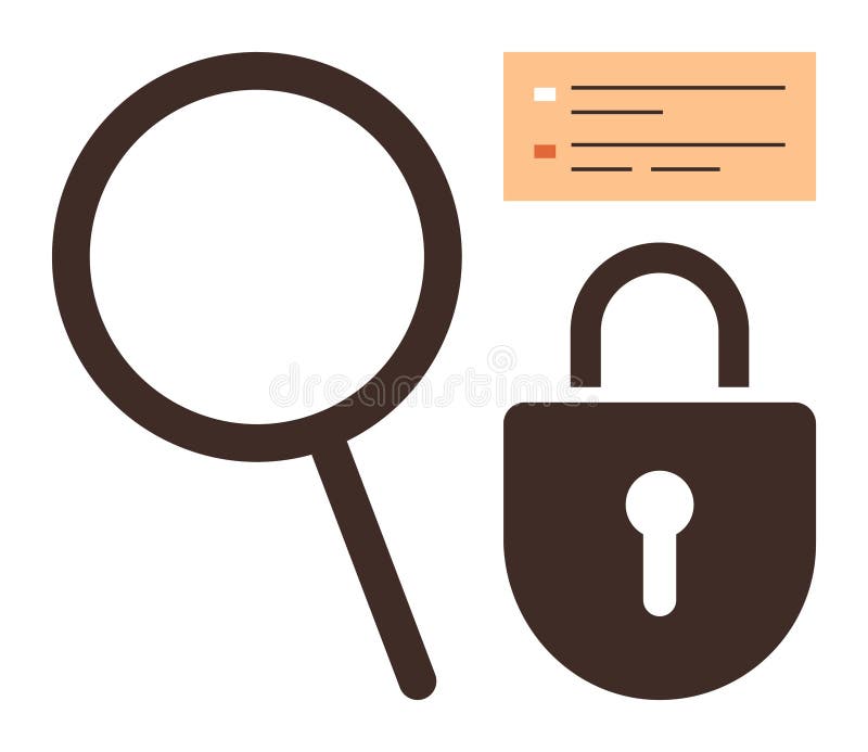 Magnifying Glass, Lock, and Checklist Representing Security and Privacy ...