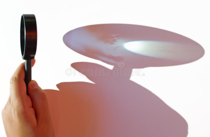 Magnifying Glass with Long Shadow Stock Photo - Image of rays ...