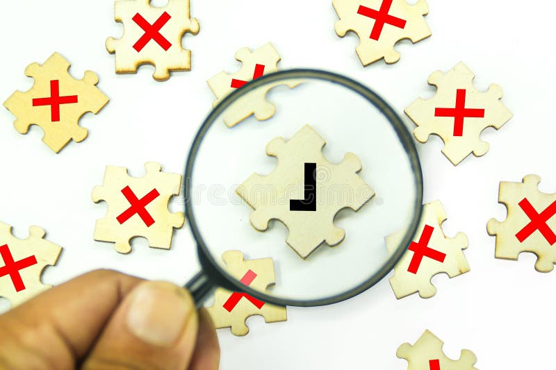 Magnifying Glass Looking Right. the Concept of Wrong and Right or True ...