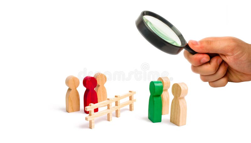 Magnifying Glass is Looking at the Wooden Fence Divides the Two Groups ...