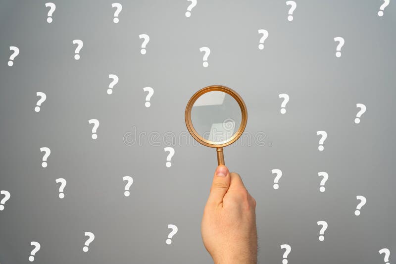 Magnifying Glass with a Many Question Mark. Stock Image - Image of ...
