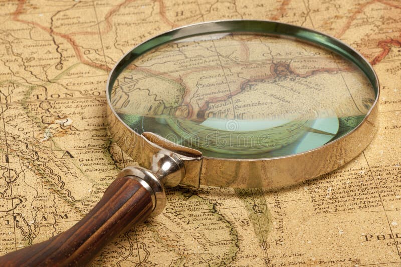 Magnifying glass and map stock image. Image of assistance - 40693065