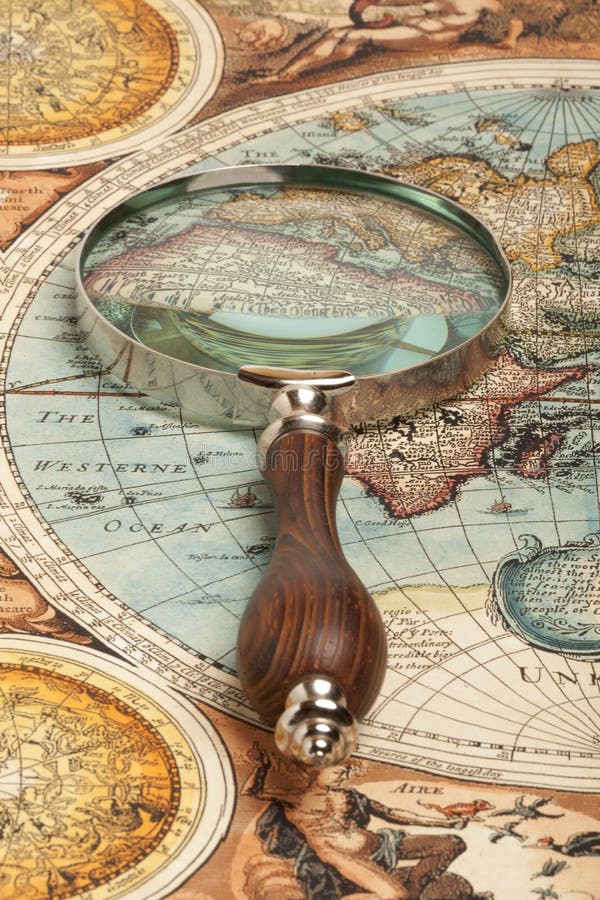 Magnifying glass and map stock photo. Image of discovery - 45030418
