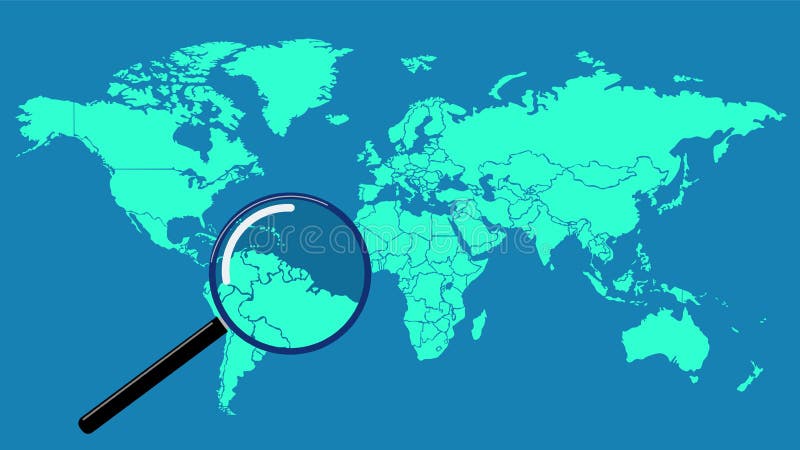 Magnifying Glass and Map. Concept of World Exploration Stock Vector ...