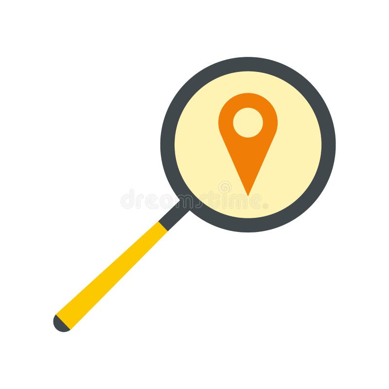 Magnifying Glass with a Map Mark Flat Icon Stock Vector - Illustration ...