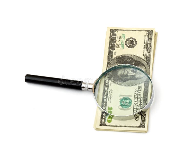 Magnifying glass on money stock image. Image of concepts - 17851713