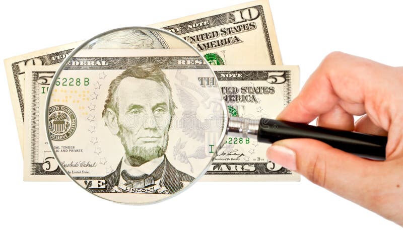 Magnifying glass and money stock photo. Image of magnifying - 19539712