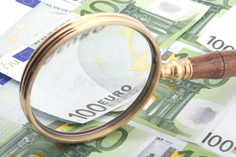 Magnifying Glass with Money Stock Image - Image of lens, euro: 7814893