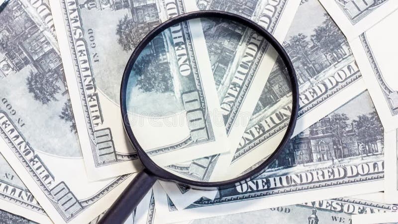 Magnifying Glass on Money Banknotes Stock Video - Video of close ...