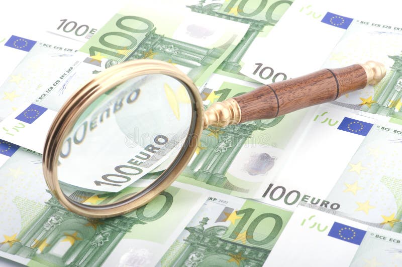 Magnifying Glass with Money Closeup Stock Image - Image of magnify ...