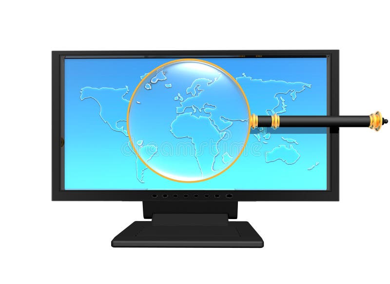 Magnifying Glass on Monitor Stock Illustration - Illustration of ...