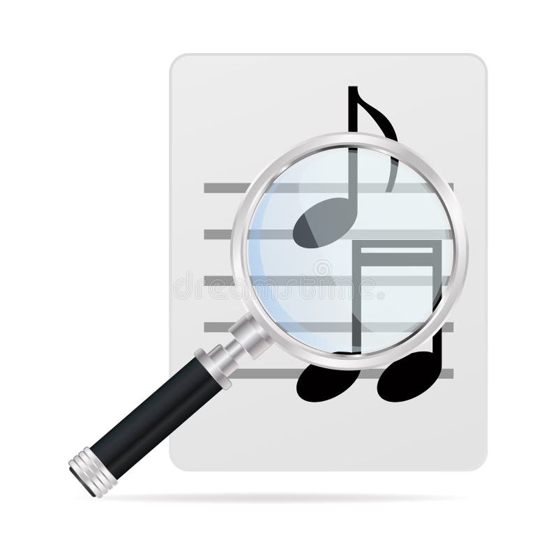 Magnifying Glass and Musical Notes Stock Vector - Illustration of icon ...