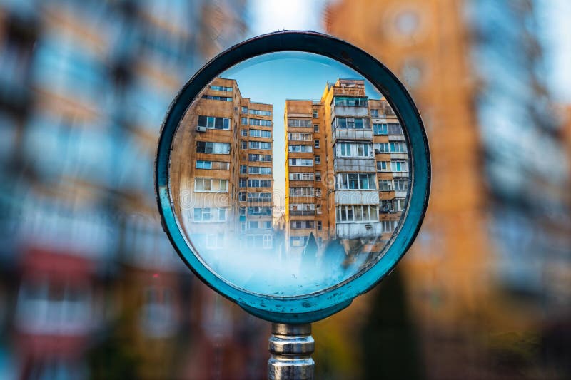 Magnifying Glass Near Residential Building Stock Illustration ...