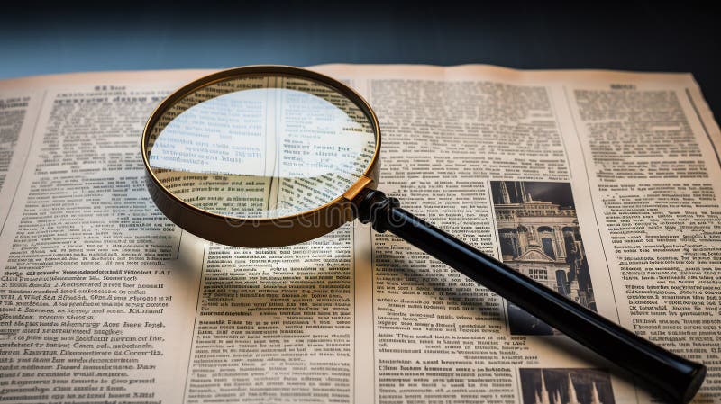 Magnifying Glass on the Newspaper Stock Illustration - Illustration of ...