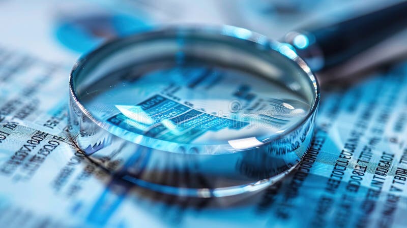 Magnifying Glass on Numbers Stock Illustration - Illustration of charts ...