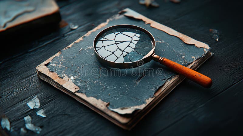 Magnifying Glass on an Old Book Discovering History and Details Stock ...