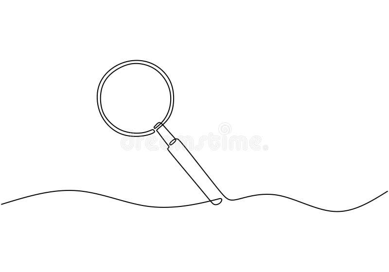 Magnifying Glass One Continuous Line Drawing Stock Vector ...