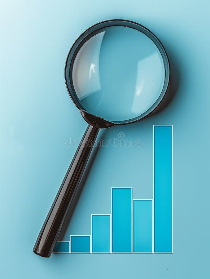 Magnifying Glass Over Bar Chart Symbolizing Data Analysis. Stock Photo ...