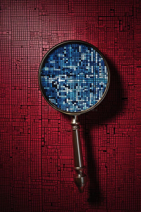 Magnifying Glass Over Binary Code Stock Illustration - Illustration of ...