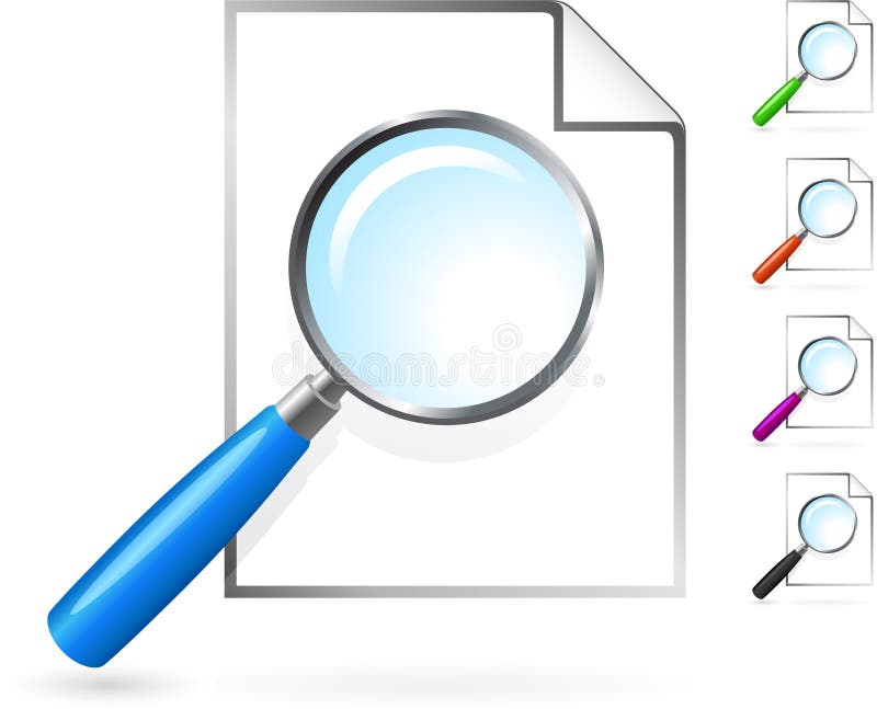 Magnifying Glass Icon on Round Internet Button Stock Illustration ...