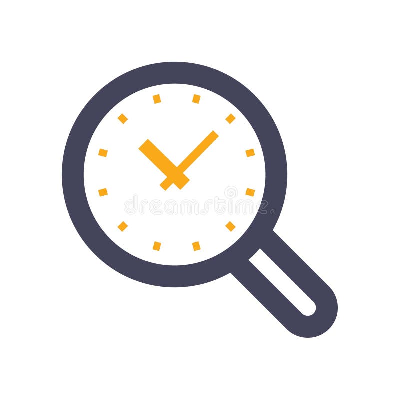 Magnifying Glass Over a Clock. Vector Illustration Decorative Design ...