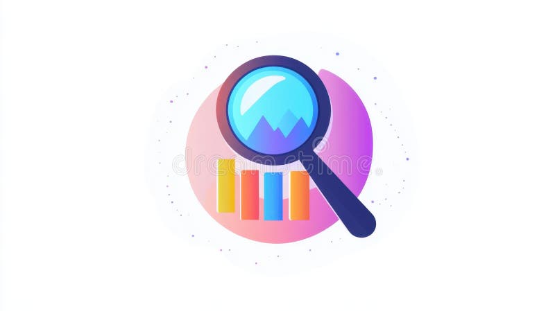 Magnifying Glass Over Colorful Data Visualization Background Stock ...