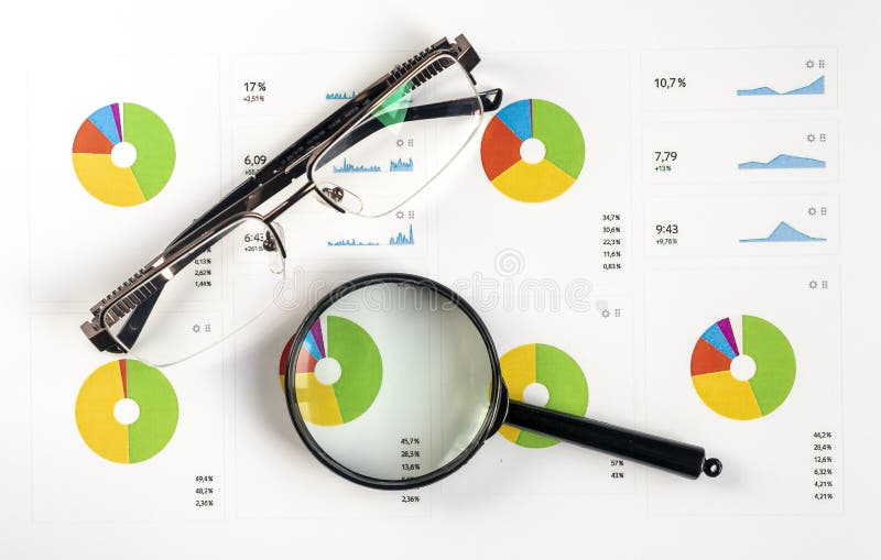 202 Magnifying Glass Over Financial Chart Graph Business Stock Photos ...