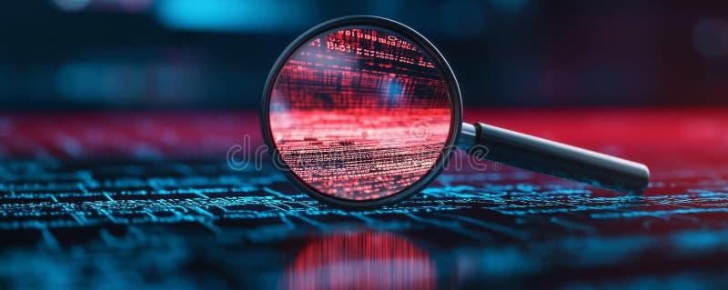 Magnifying Glass Over Digital Fiber Data Stock Illustration ...