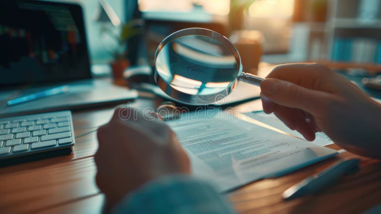 A Magnifying Glass Over Document.AI Generated Image Stock Image - Image ...