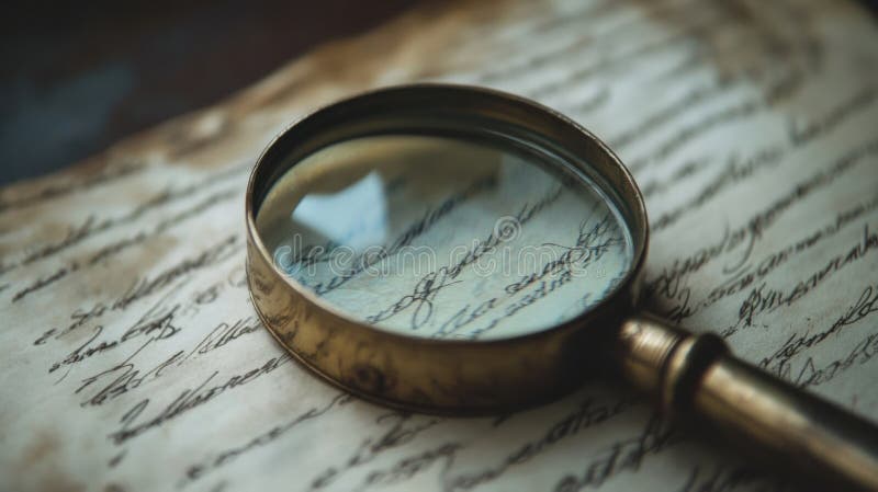 Magnifying Glass Over Document Symbolizing Detailed Research Process ...