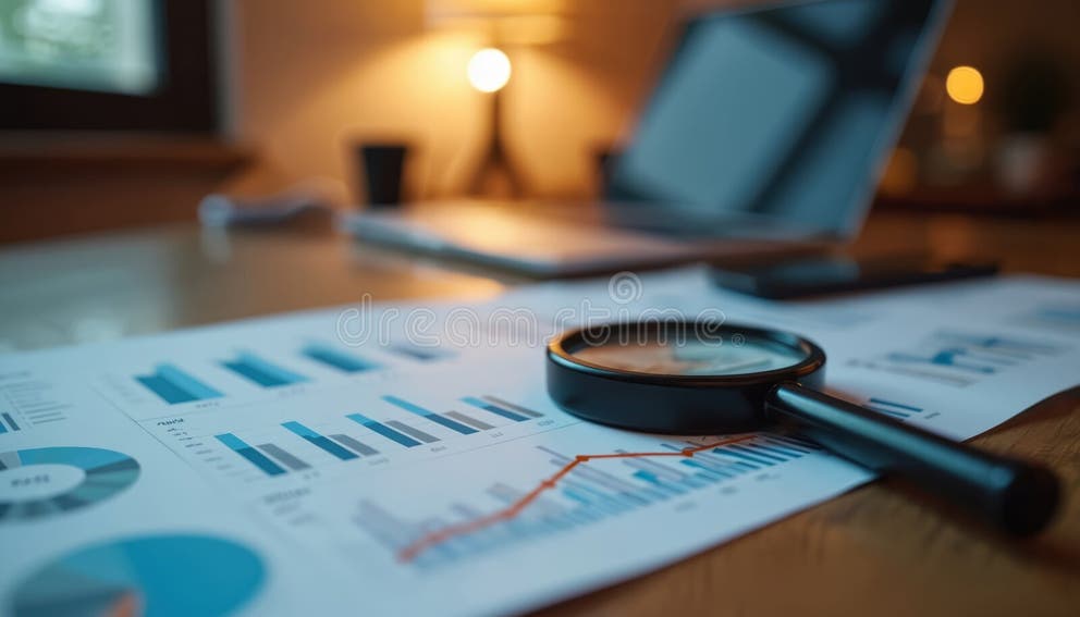 Magnifying Glass Over Documents with Analytics Data, Selective Focus ...