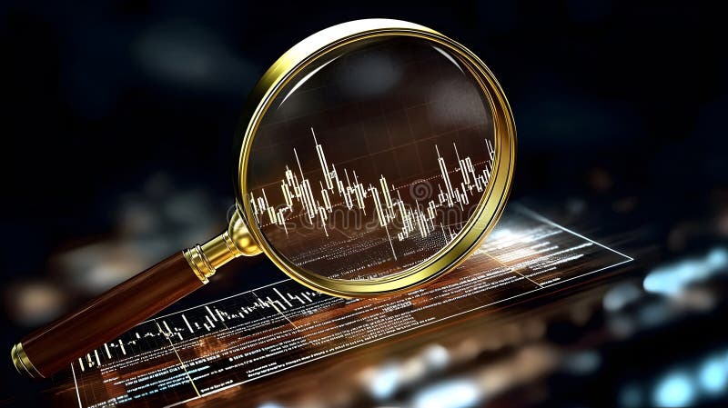 Magnifying Glass Over Financial Data Analysis Stock Photo - Image of ...