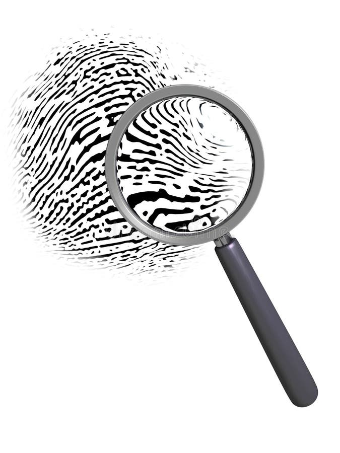 Fingerprint Magnifying Glass Stock Illustration - Illustration of clues ...