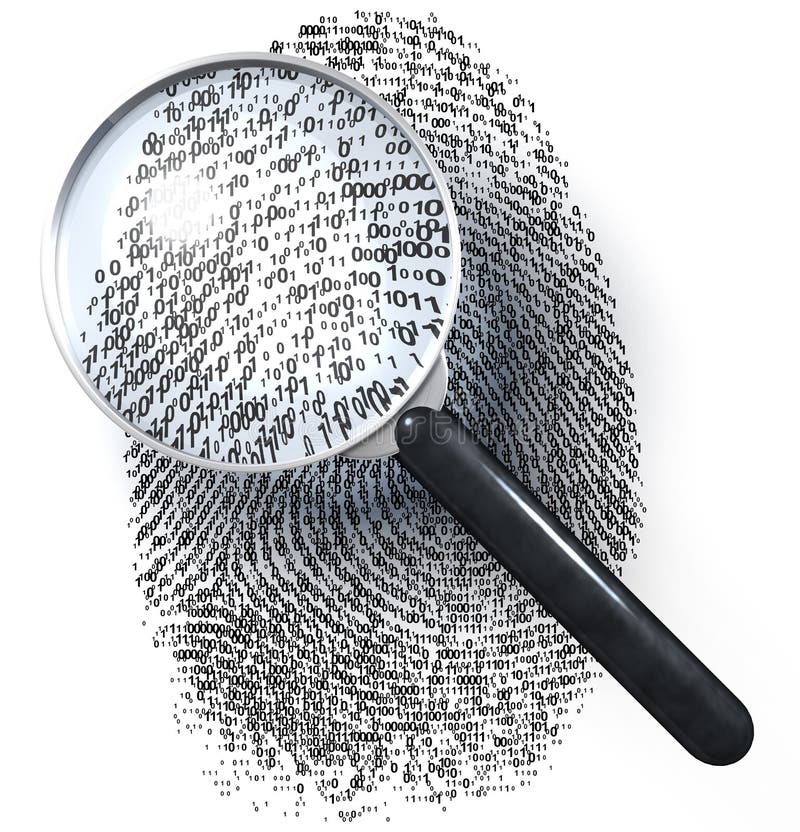 Magnifying Glass Over 1-0-grid Fingerprint Royalty Free Stock Photos ...