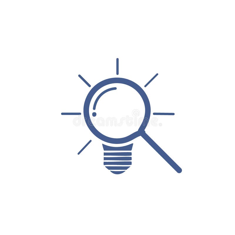 Magnifying Glass Over Light Bulb Icon. a Blue Magnifying Glass Icon ...