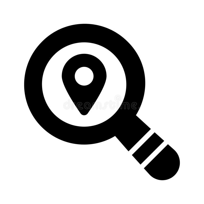 Magnifying Glass Over a Location Marker, Representing Map Search. Stock ...