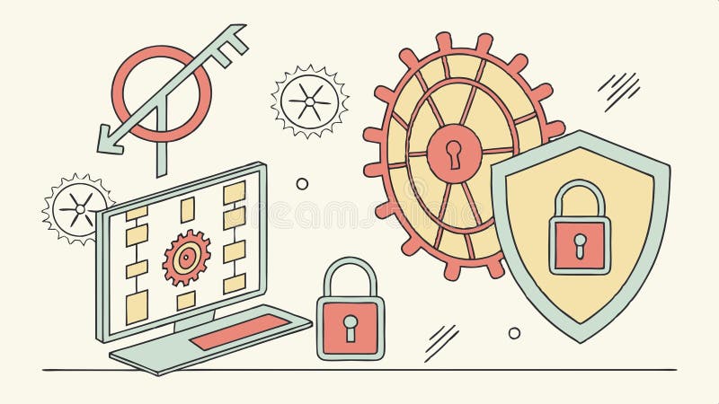 Magnifying Glass Over Lock, Security and Privacy Concept Vector Design ...