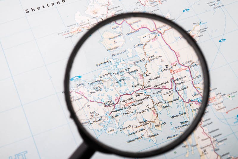Magnifying Glass Over the Map Stock Image - Image of examining, city ...