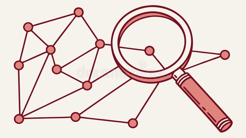 Magnifying Glass Over a Network Graph, Data Analysis and Connection ...