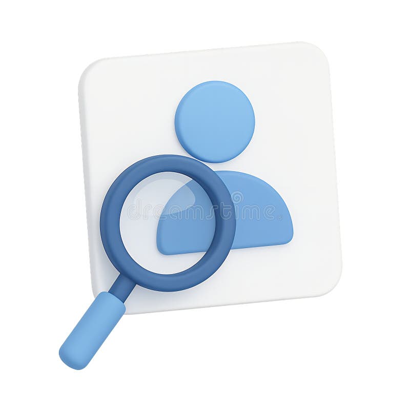 Magnifying Glass Over Person Icon on White Square Stock Image ...