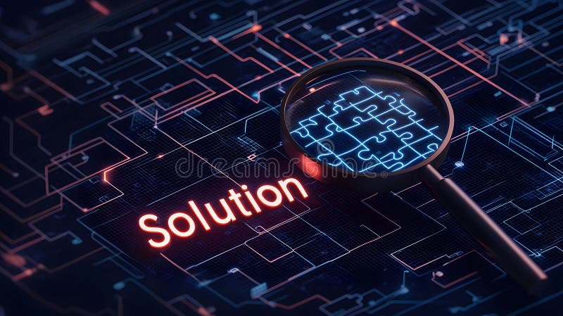 A Magnifying Glass Over a Puzzle with the Word Solution Highlighted ...
