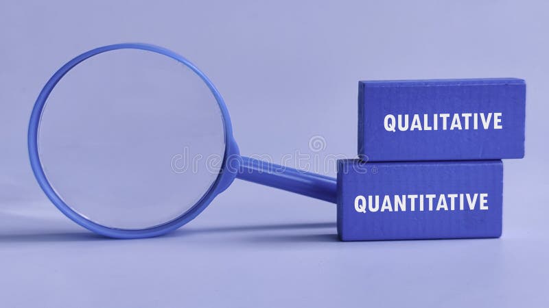 Magnifying Glass Over Qualitative and Quantitative Blocks Stock Image ...