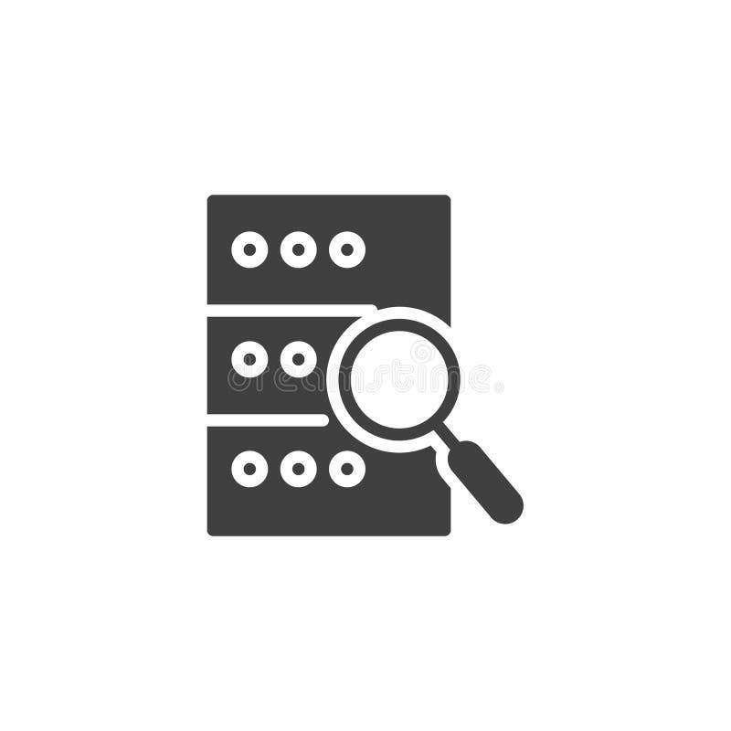 Magnifying Glass Over a Server Vector Icon Stock Vector - Illustration ...