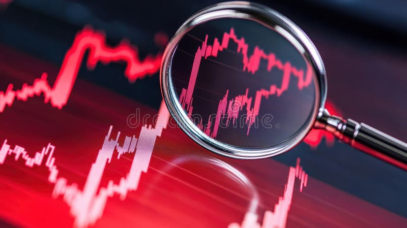 A Magnifying Glass Over a Stock Chart Stock Illustration - Illustration ...