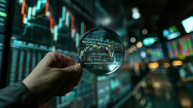Magnifying Glass Over Stock Chart.AI Generated Image Stock Image ...