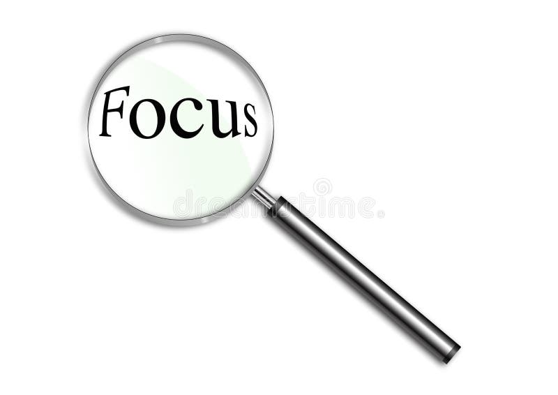 Magnifying Glass Over the Word Focus Stock Illustration - Illustration ...