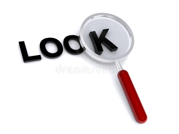 Magnifying Glass Over Word Look Stock Illustration - Illustration of ...