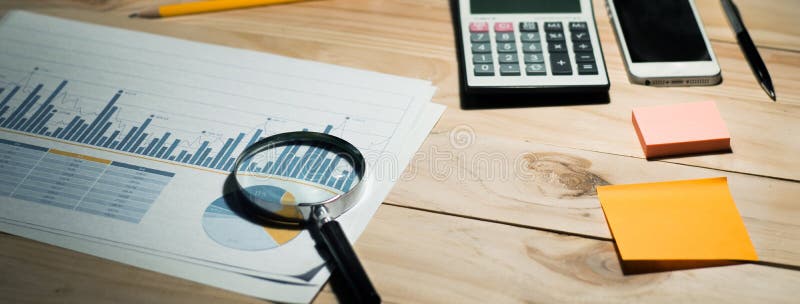 Magnifying Glass with Paper Graph.Analysis Concept Stock Photo - Image ...