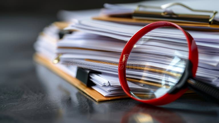 The Magnifying Glass and Papers. AI Generated Stock Photo - Image of ...